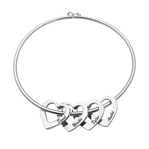 Amazon.com: LOFART Personalized Heart Charm Bracelet, Custom Engraved ...
