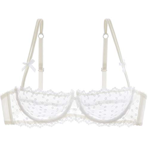 Buy Half-Cup Bra Super Thin lace Embroidery Sponge Transparent Thin ...