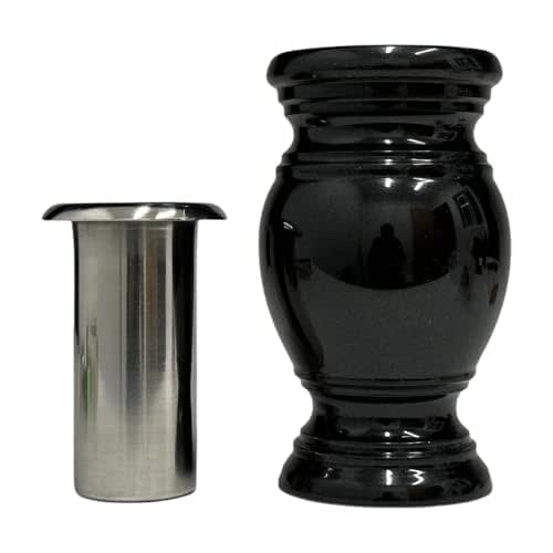 Amazon.com: Memorial Cemetery Flower Vase - Real Black Granit with ...