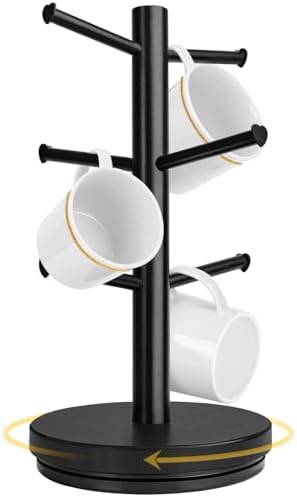 Amazon.com: Ofiray-home Mug Tree, Upgraded 360° Rotating 6 Hooks Coffee ...