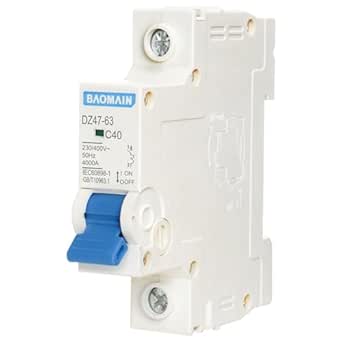 Baomain Miniature Circuit Breaker DZ47-63 C40 AC 230V 40Amp AC Circuit Breaker, 1P DIN Rail ...