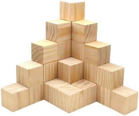 Amazon.com: BUYGOO 30Pcs 2 inch Wooden Cubes Wood Blocks Unfinished for ...