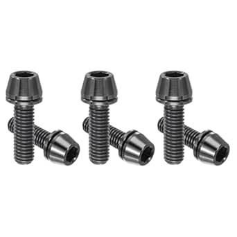 PATIKIL M5x16mm Titanium Bicycle Stem Bolt, 6 Pack Hex Tapered Head Bolt Mountain Bike Screw ...