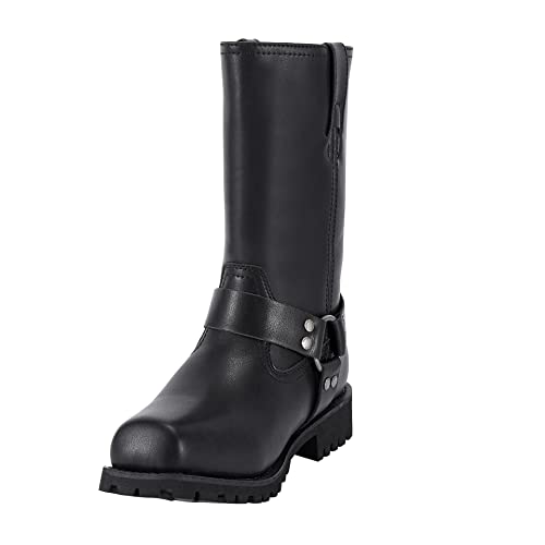 GARGOYLE BELLS Mens Harness Straps Motorcycle Leather Boots, Black ...