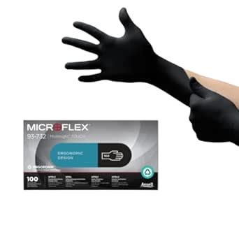 Ansell MICROFLEX Midknight Touch 93-732 Disposable Nitrile Exam Gloves ...