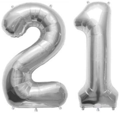 AR GIFTZADDA 21 Number Foil Balloon Silver (18inch),21st Silver ...