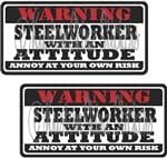 Amazon.com - 2 -3" Steelworker Warning ATTITUDE Sticker HARD HAT Truck ...