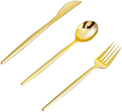 Amazon.com: Gold Plastic Forks and Spoons 120 Pack Disposable ...