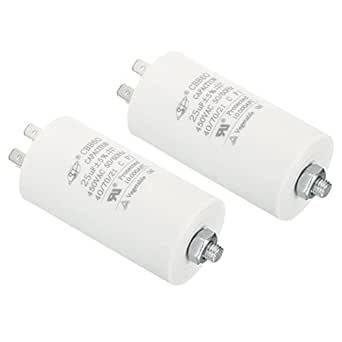 PATIKIL CBB60 25uF Running Capacitor,2Pcs AC 450V 4 Pins 50/60Hz Cylinder Bottom with Screw ...