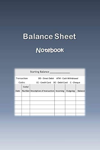 Balance Sheet Notebook: Accounting Ledger for Bookkeeping and Personal ...