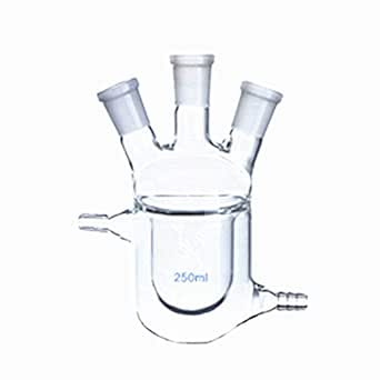 Three Necks Glass Jacketed Flask Reactor Vessel Double Layer Flask ...