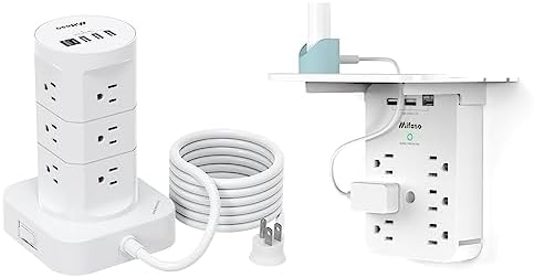 Amazon.com: Wall Outlet Extender with Surge Protector, 6 AC Outlets ...