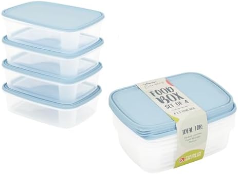 Wham Cuisine Clear Everyday Set of 4 Food Storage Box Containers with ...