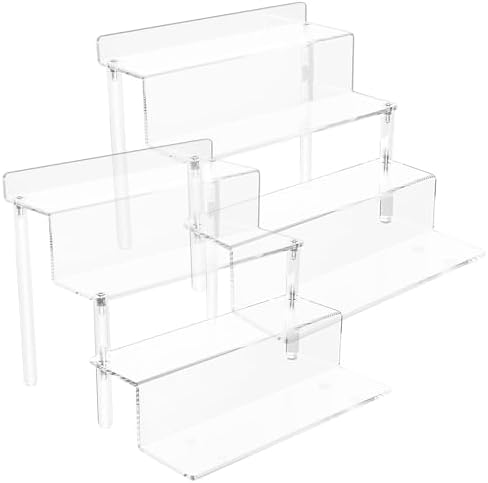 2 Pack Acrylic Riser Display Shelf, Clear 4 Tier 9” Perfume Organizer ...