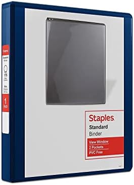 1 Inch Binders 3 Ring Staples 1" 3-Ring View Binder - Blue (Holds 220 ...