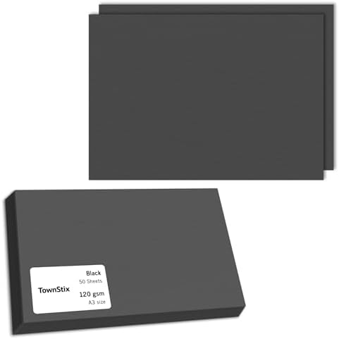 50 Sheets, 120gsm - A3 Black Paper Card for Art and Crafts : Amazon.co ...