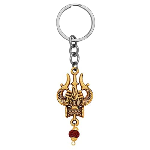 AJS Shiv Shankar Trishul Rudraksha Damru Mahakal Keychain For Car Bike ...