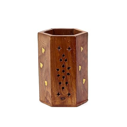 Tasmia Handcrafted Decorative Design Wooden Pen, Pencil Holder Handmade ...
