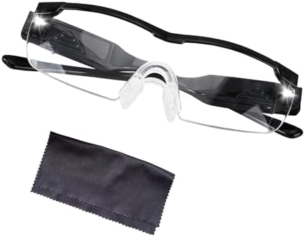 Hands-Free Magnifier Eyeglasses with 2 LED Lights - Lightweight ...