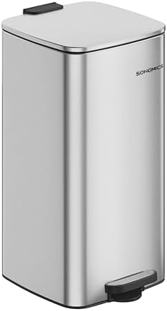 SONGMICS Kitchen Trash Can, 8-Gallon (30 L) Trash Bin, Stainless Steel ...