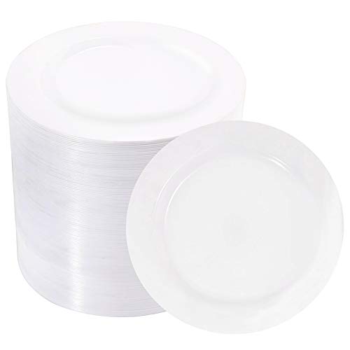 Snapklik.com : 100Pieces White Plastic Plates -6.25inch Disposable ...
