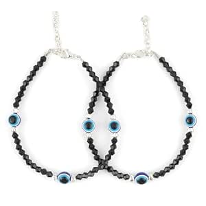 Evil Eye Anklets for Women & Girls – Black Crystal Beaded Nazariya ...