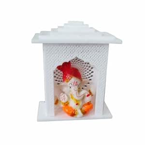 Buy Artician Gifts White Mini Devghar with Lord Ganesha Idol – Elegant ...