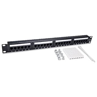 QINIYEK 24-Port RJ45 1U Patch Panel, Cat6 UTP Feed Through, Dual IDC ...