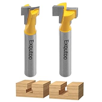 Exqutoo 1/4" Shank T-Slot Cutter Router Bit 3/8" & 1/2" Length ...