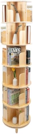 Amazon.com: 6 Tier Rotating Bookshelf Tower 4 Compartments Each Tier ...