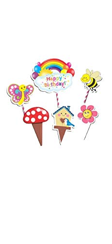 Garden Themed Cake Topper (1 Pack of 6 pcs) : Amazon.in: Home & Kitchen