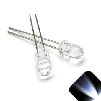 5 x 5mm Cool White LED Ultra Bright .5 Watt High Power Through Hole ...