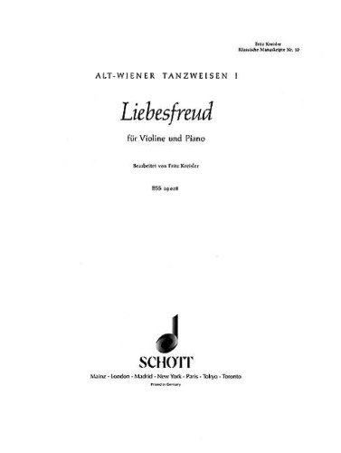 Amazon.com: SCHOTT KREISLER FRITZ - LIEBESFREUD - VIOLIN AND PIANO ...