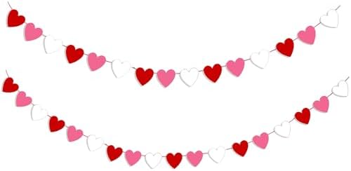 Amazon.com: Valentine's Day Heart Banner Garland Pack - Pink & Red ...
