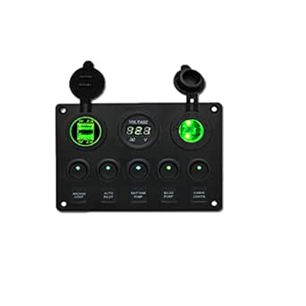 Multi-Functions Switch Panel, Baceyong 12V Outlet USB Charger Digital ...
