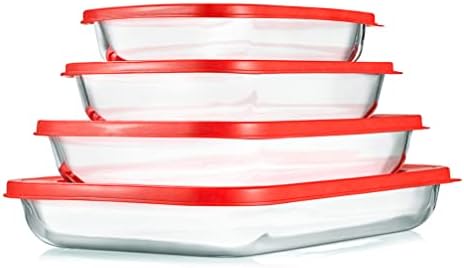 Amazon.com: 8-Piece Deep Glass Baking Dish Set with Plastic lids ...