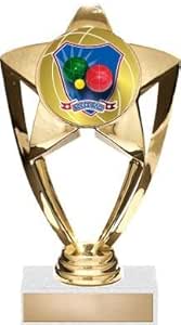 Amazon.com: 6" Gold Star Bocce Ball Trophies - Bocce Trophy Awards 5 ...
