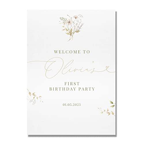 Personalised Welcome To My Birthday Party Sign Poster - Natural Boho ...