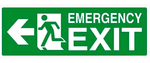 Emergency Exit Left Arrow - Safety Sign Glow Sticker |Waterproof Radium ...
