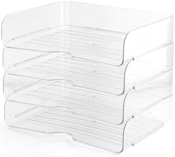 4 Tier Letter Tray Organizer, A4 Size Clear PET Stackable Document ...