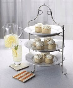 Cheerico 3 Tier Stainless Steel High Tea Serving Plate Stand Round High ...