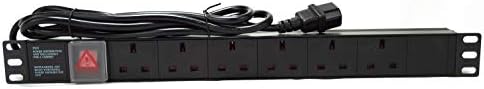 iONZ 6 Way Horizontal 13A Switched 19-Inch PDU Standardised Power Distribution Unit C14: Amazon ...
