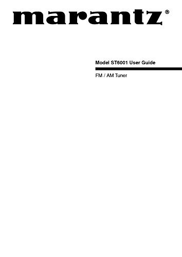 Instruction Manual for Marantz ST6001 Tuner Owners Instruction Manual ...