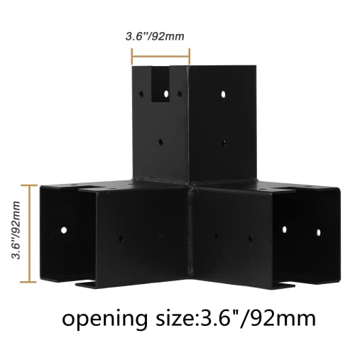 NATUERIN Pergola Brackets 4 x 4–4-Pcs 3-Way Corner Brackets, 4-Pcs Base ...