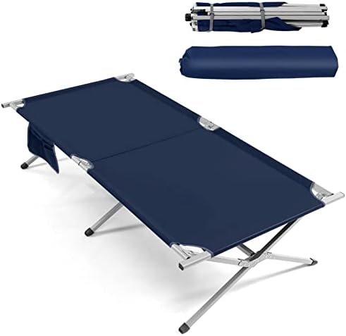 COSTWAY Folding Camping Bed for Adults, 215x106x49cm Extra Wide Outdoor ...