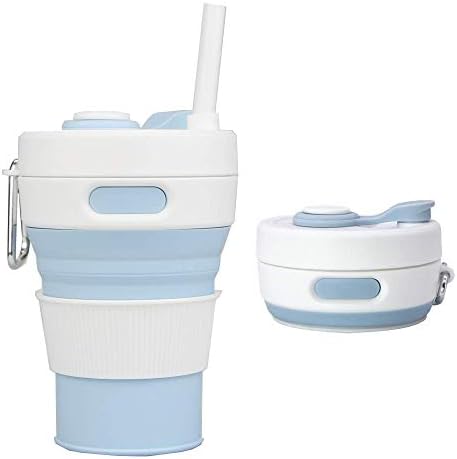 Collapsible Camping Cup with Straw Silicone Folding Coffee Cup Sport ...