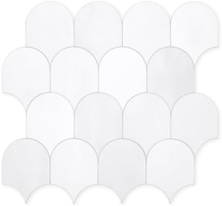 SUNWINGS Fish Scale Peel and Stick Backsplash Tile 11.4''x10.9 3D ...