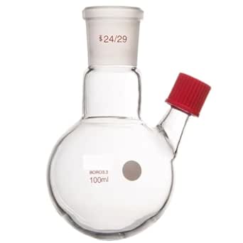 Inclined Two Port Flask, Round Bottom Reaction Bottle, Threaded Two ...