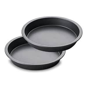 HONGBAKE Round Shallow Cake Baking Pan Set of 2, 8 Inch, Round Layer ...