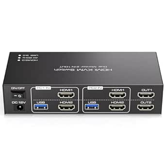 HDMI KVM Switch Dual Monitors 2 Computers KVM Switch 4K@60Hz Share Dual ...
